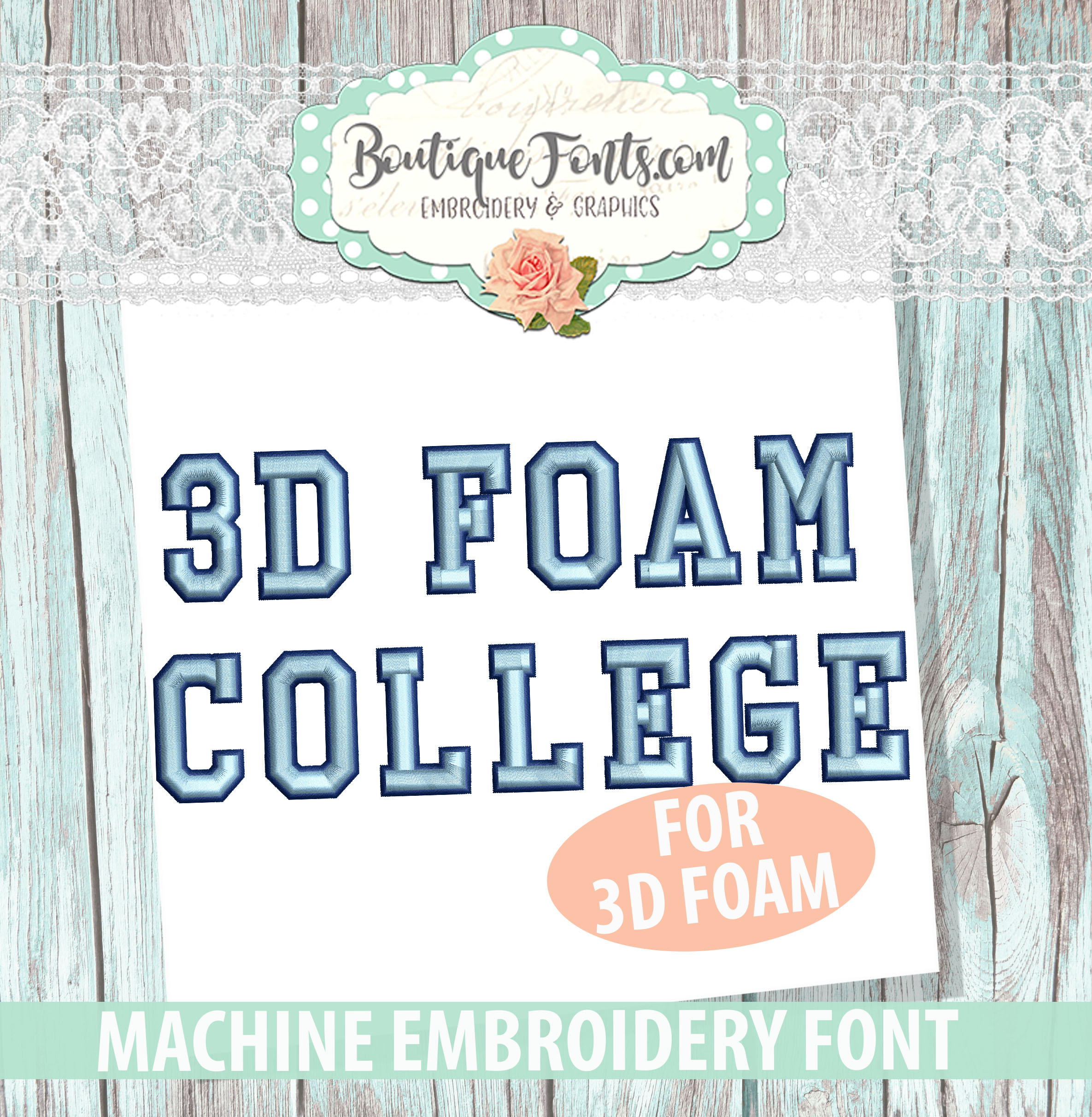 Fonts :: Embroidery Fonts :: 3D Foam College Font
