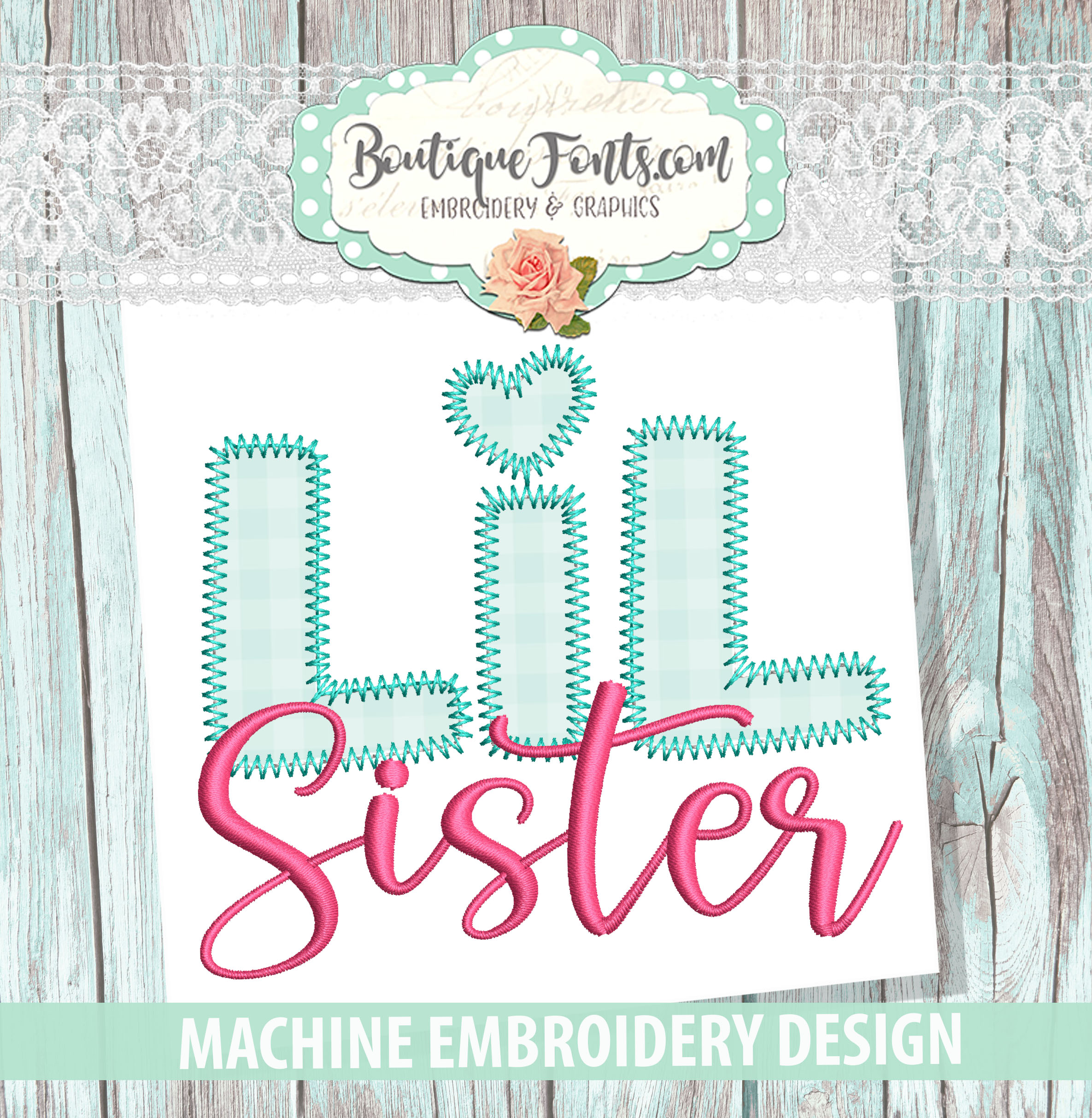 Designs :: Family :: Little Sister ZigZag Applique